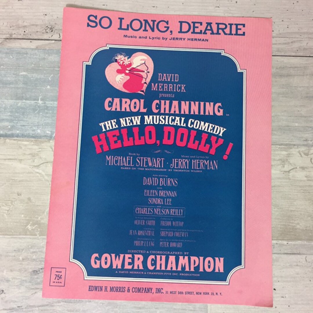 So Long, Dearie Vintage Piano Sheet Music, Hello Dolly, Carol Channing ...
