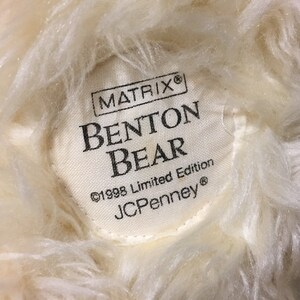 Vintage Matrix Benton Bear 1998 Jcpenny Limited Edition Teddy Plush Toy ...