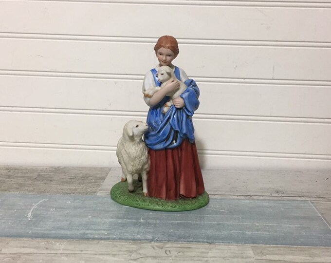 Homco Shepherd's Daughter, Girl With Sheep Lamb Figurine, 8870 - Etsy