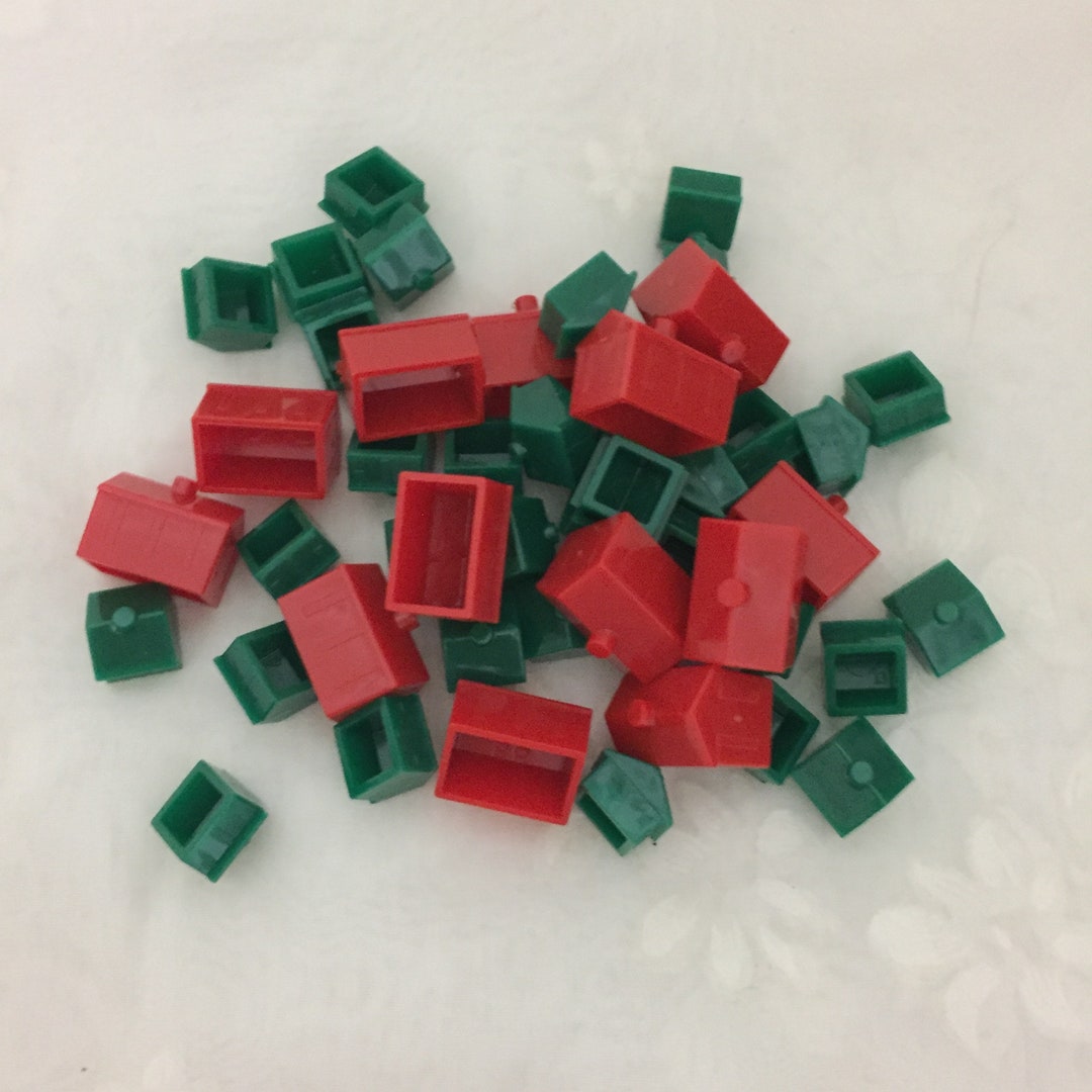 Monopoly Board Game 1999 Red Hotels and Green Houses Replacement Parts ...