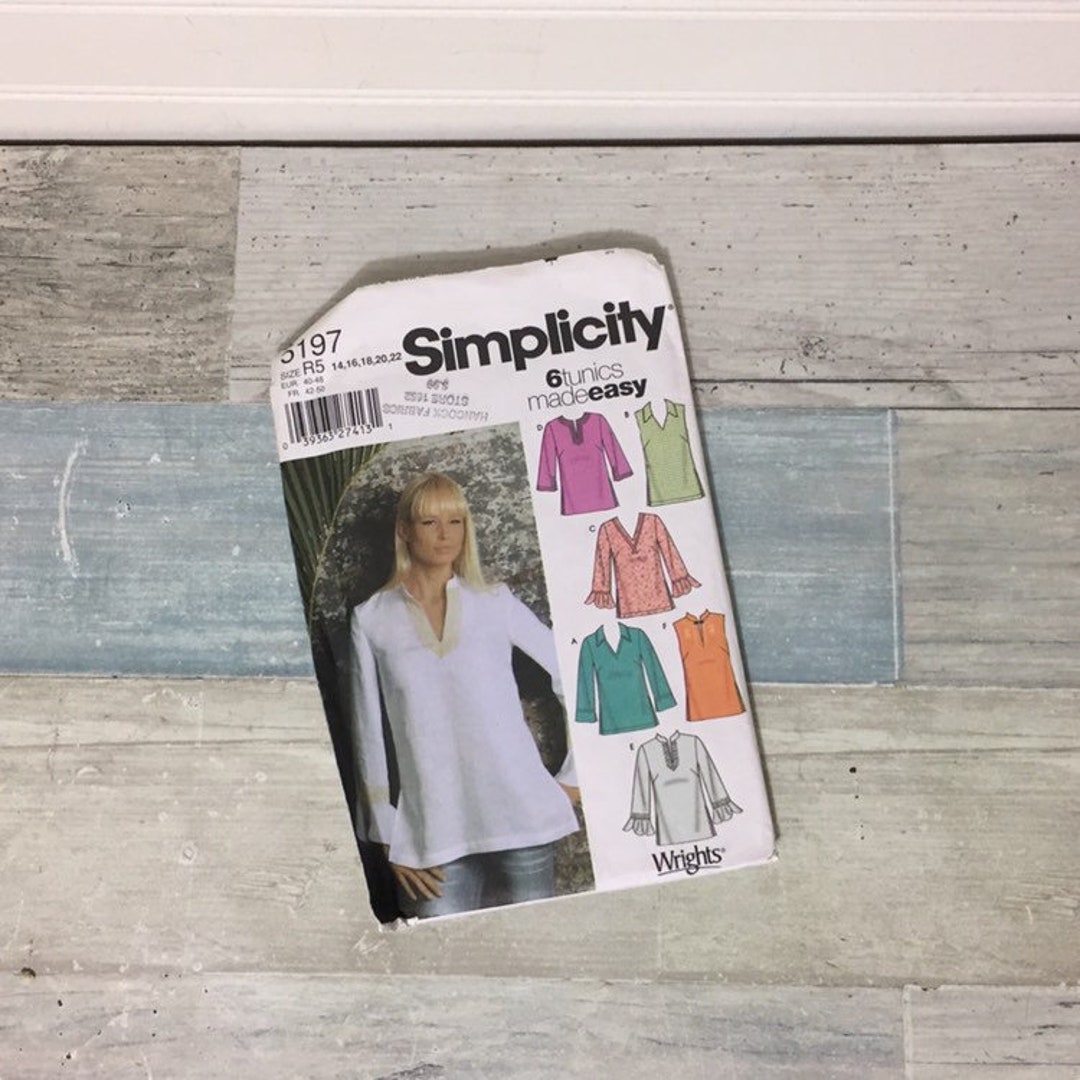 Simplicity Sewing Pattern 5197, Easy Tunics, Sizes 14-22, Uncut - Etsy