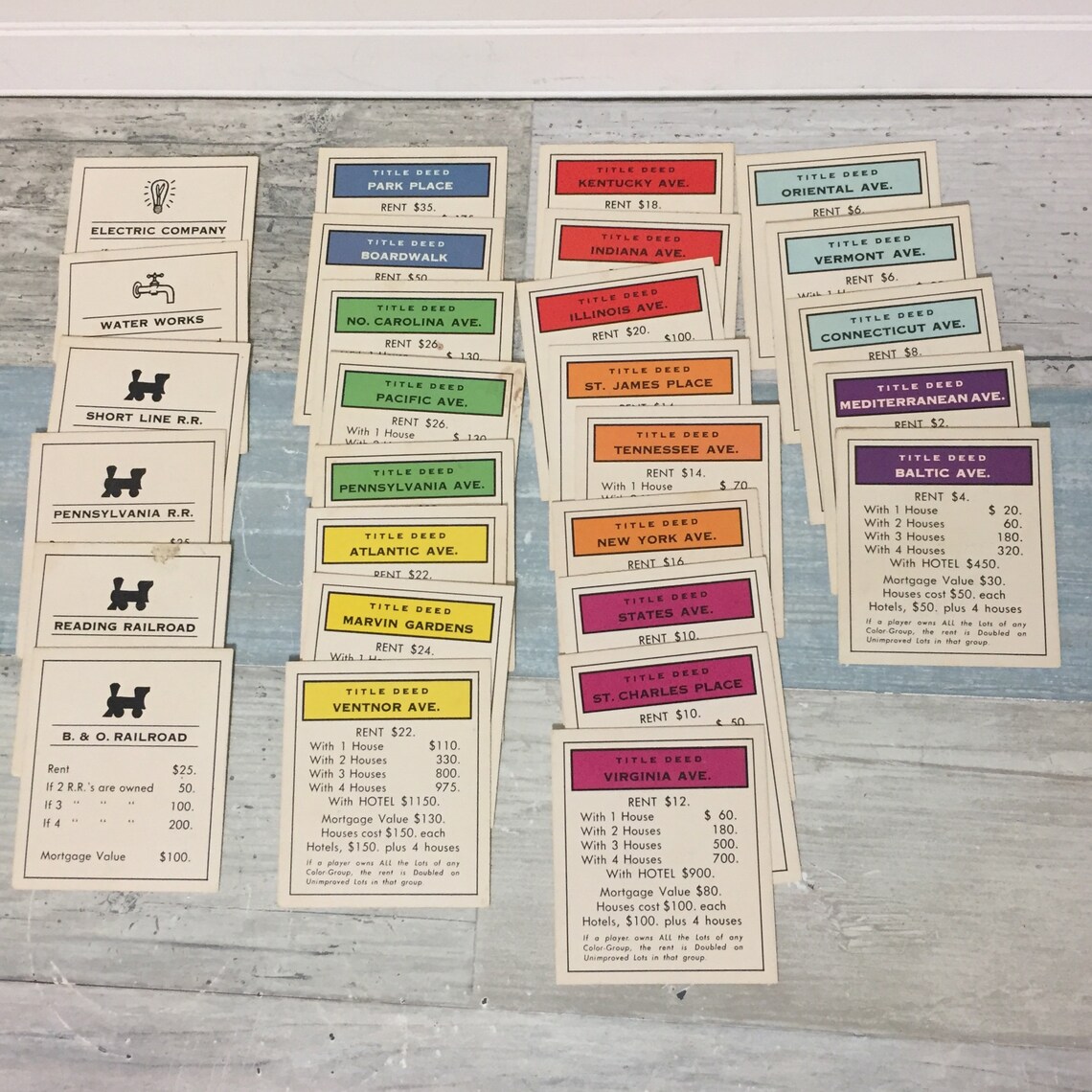 Monopoly Board Game Replacement Parts Property Title Deed - Etsy