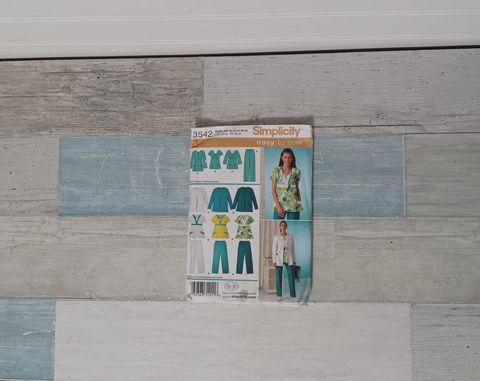 Simplicity Sewing Pattern 3542 Scrubs Nursing Outfits Sizes 10-18 Uncut ...
