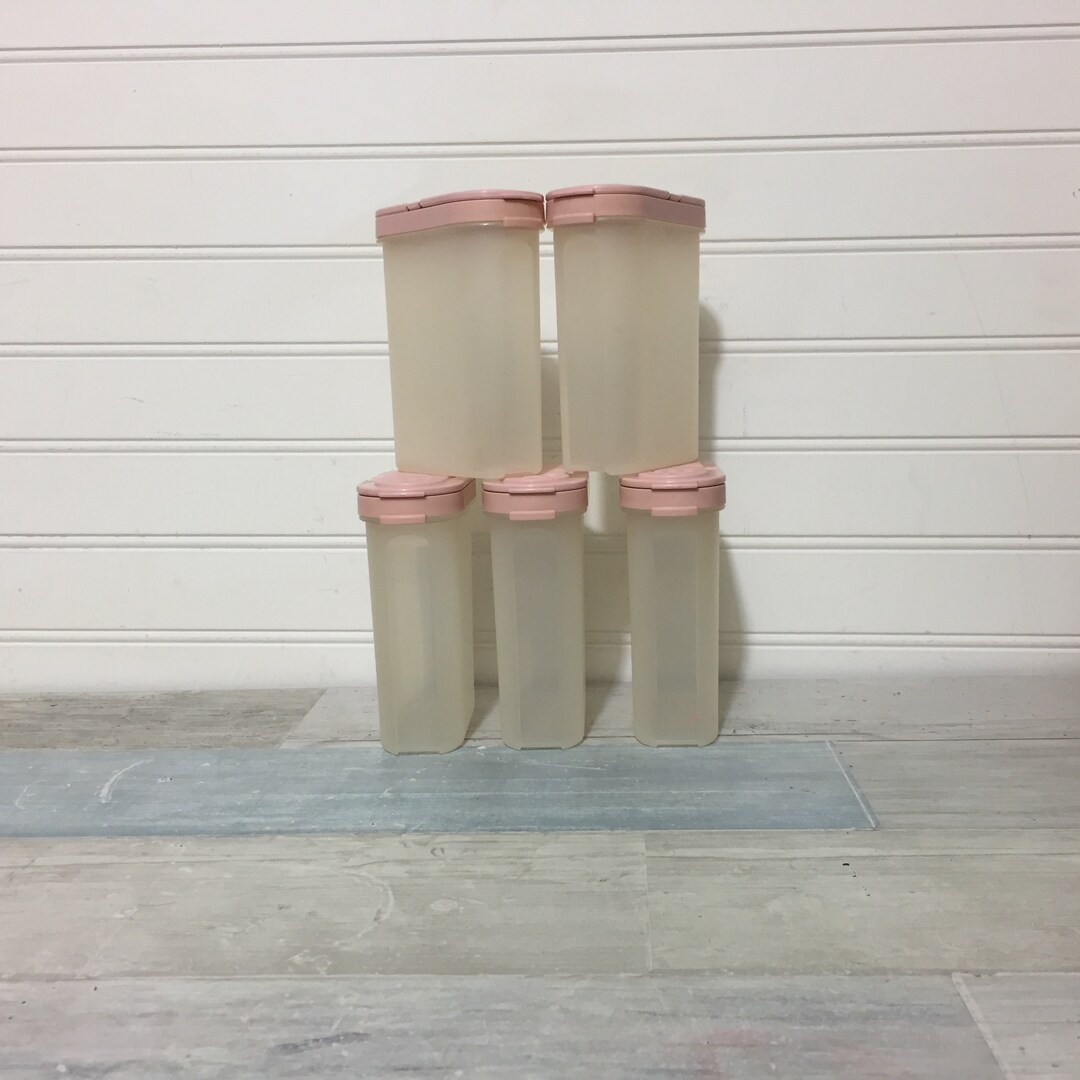Tupperware Spice Storage Containers #1846 With Pink Lids, 4 1/8", Set ...