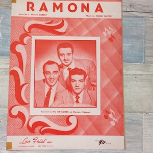 Ramona Vintage Piano Sheet Music, the Gaylords - Etsy