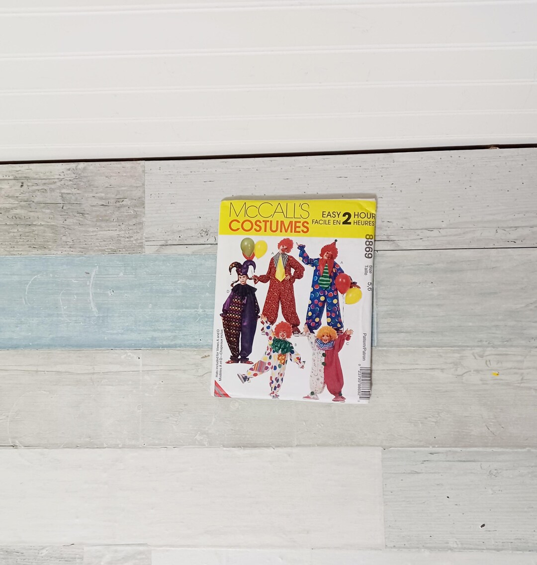 Mccalls Costumes Sewing Pattern 8869 Clown Child Size 5 - 6 Uncut - Etsy
