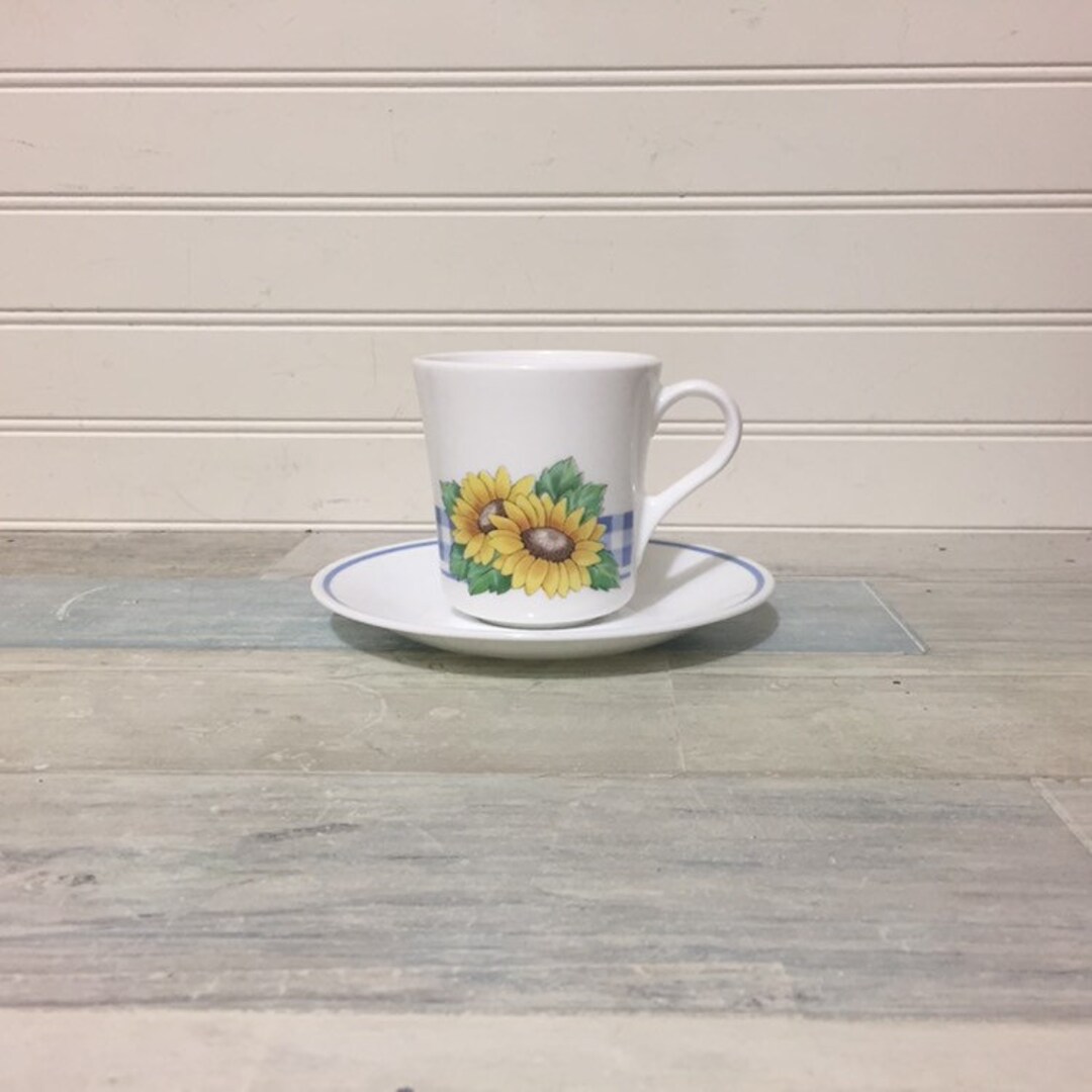 Corelle Sunsations Sunflower Coffee Cup and Saucer, 8 Oz Mug Corning - Etsy