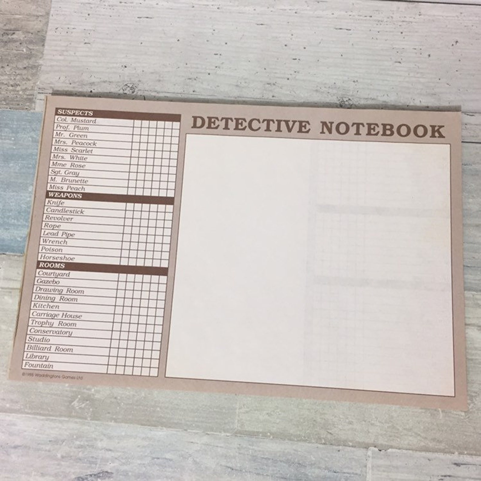 CLUE Master Detective Score Sheets Detective Notebook Pad - Etsy