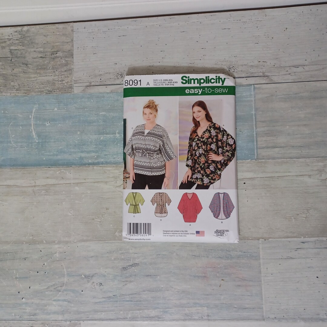 Simplicity Sewing Pattern 8091, Ladies Kimono Style Tops, Shirts, Sz ...