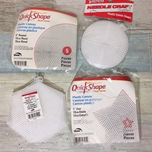 Plastic Canvas Pre-cut Shapes Lot, Hexagon, Stars and Round Circles, 28 ...