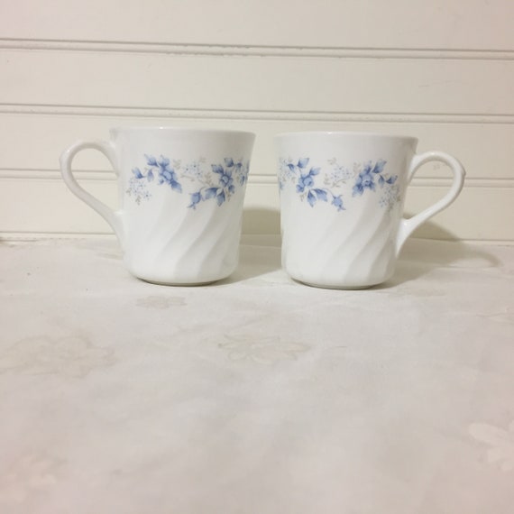 Corning Blue Fleur Swirl Coffee Mugs Set of 2 Corelle Blue | Etsy