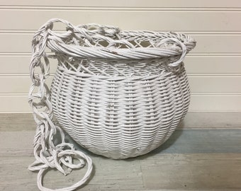 White Wicker Planter | Etsy
