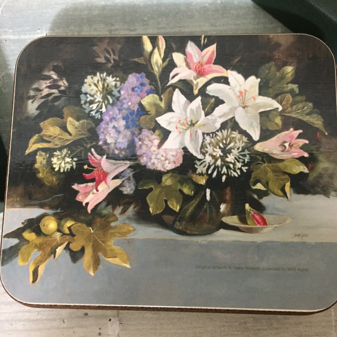 Jason Cork Back Coasters, Boxed Set, Floral, Flowers - Etsy