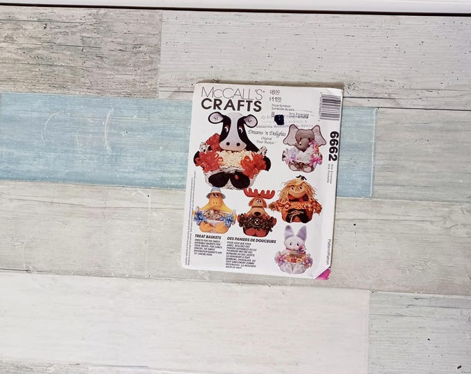 Mccalls Crafts Sewing Pattern 6662 Fabric Baskets Uncut Cow Elephants ...