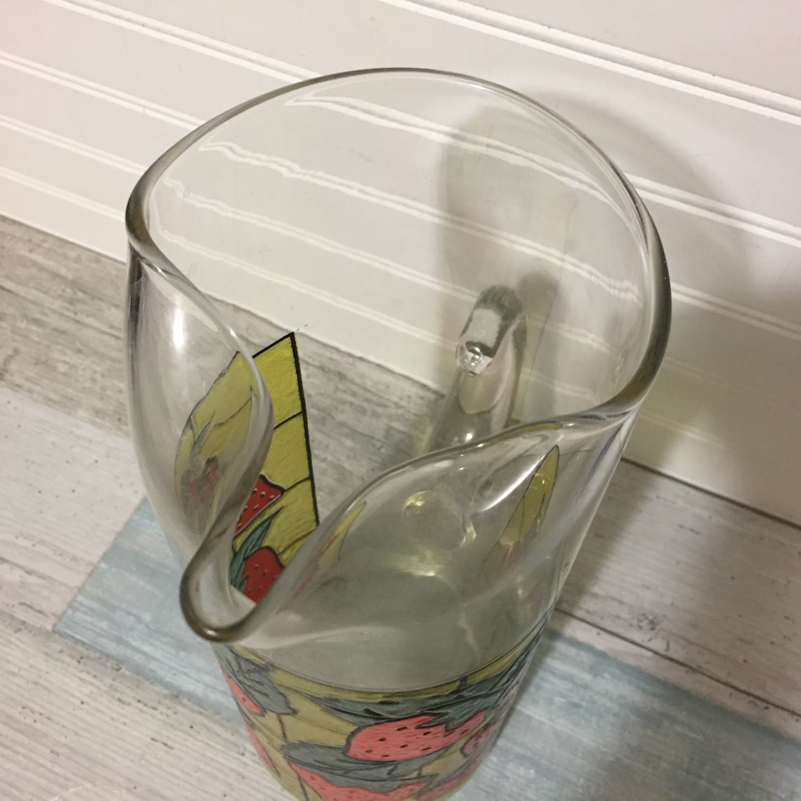 Vintage Strawberry Stained Glass Pitcher - Etsy