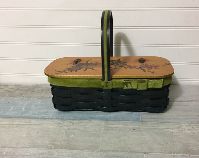 Vintage Green Velvet Sewing Storage Basket Cats - Etsy