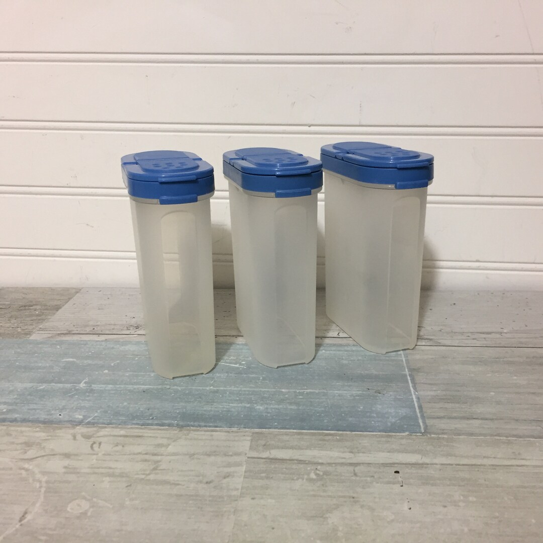 Tupperware Spice Storage Container Shaker 1846 Blue Lids Set of 3 - Etsy