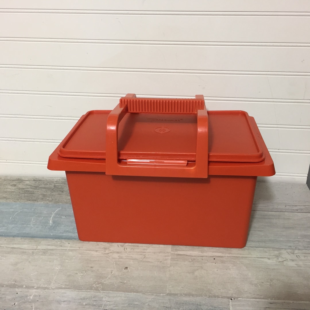 Tupperware Carry All Storage Container Orange Craft Tote 28 Cups 1431 ...