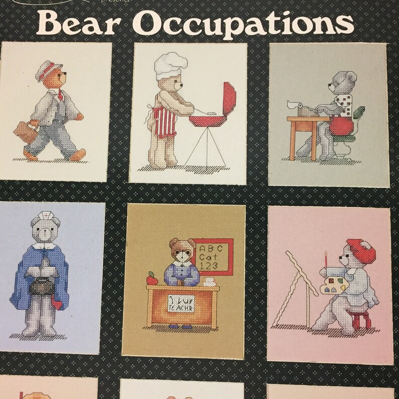 Bear Occupations Cross Stitch Pattern Booklet Leaflet Alma | Etsy