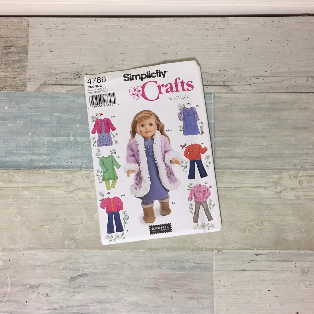 Simplicity Crafts Sewing Pattern 4786, 18" Doll Clothes, Pants, Dress ...