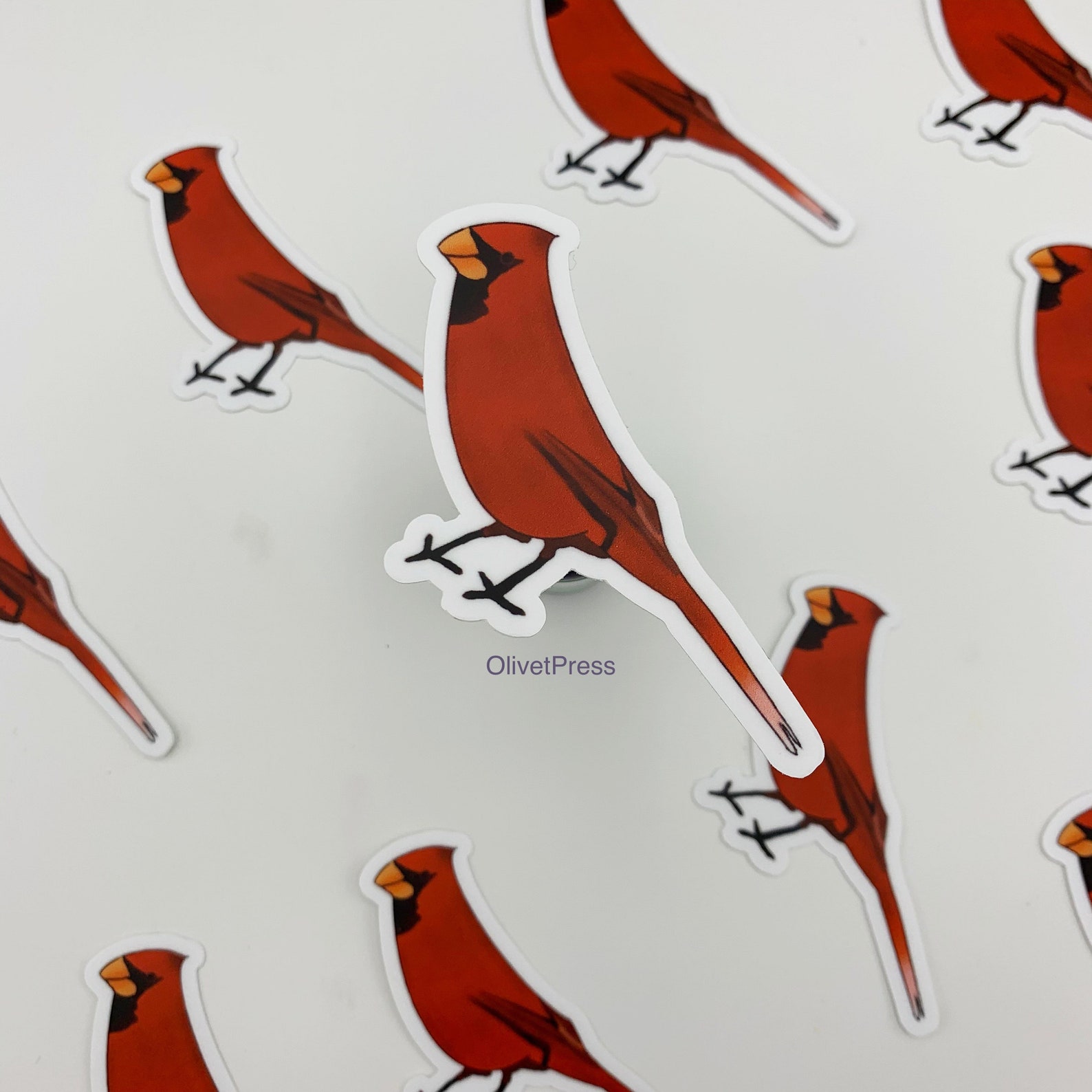 Red cardinal bird waterproof vinyl sticker | Etsy