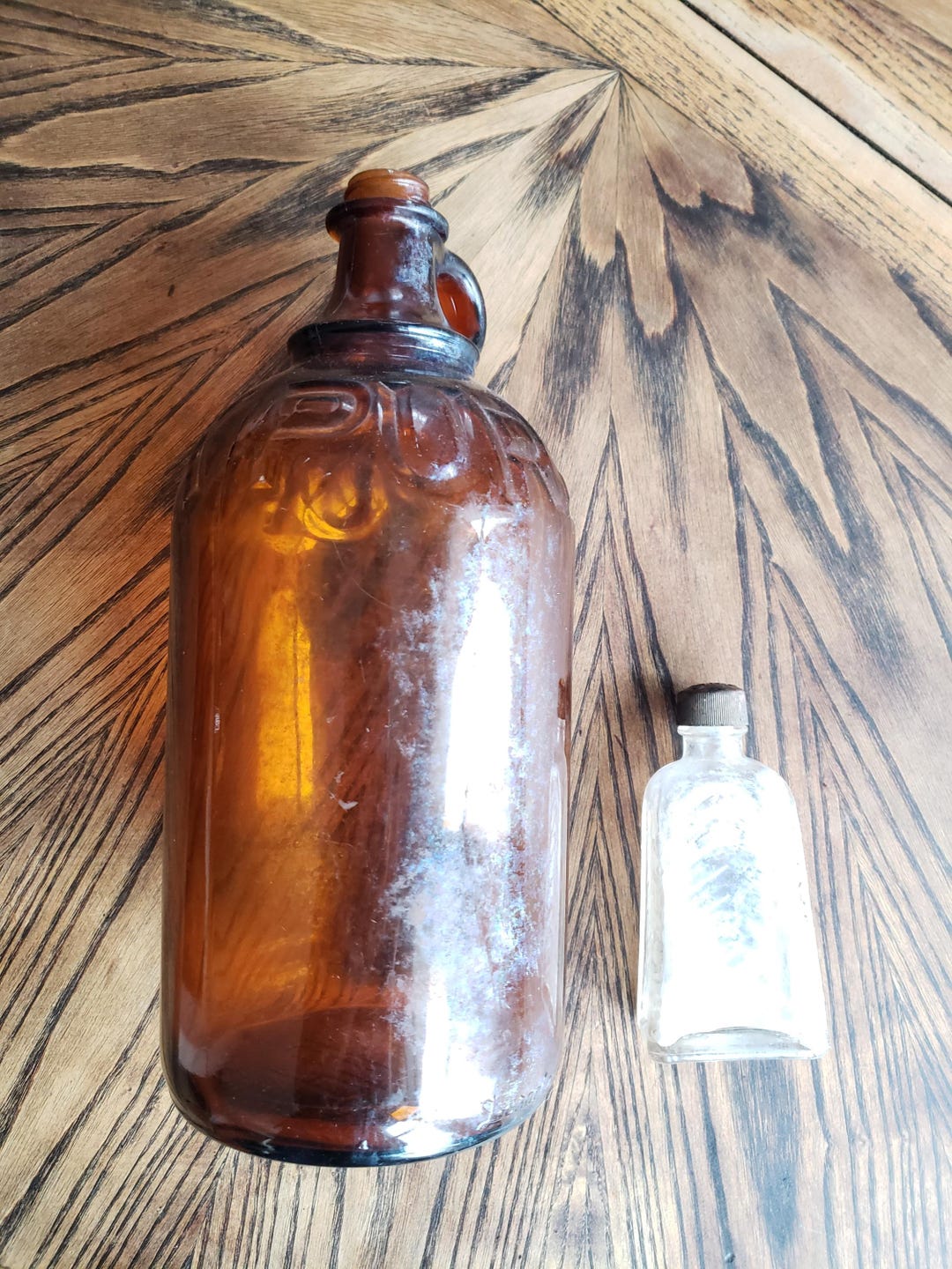 Antique Glass Bottles, Set of Two - Etsy