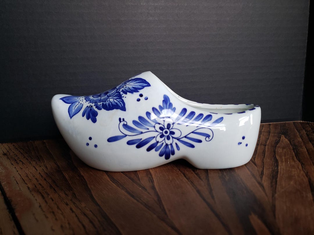 Vintage Hand Painted Delft Clog Planter - Etsy