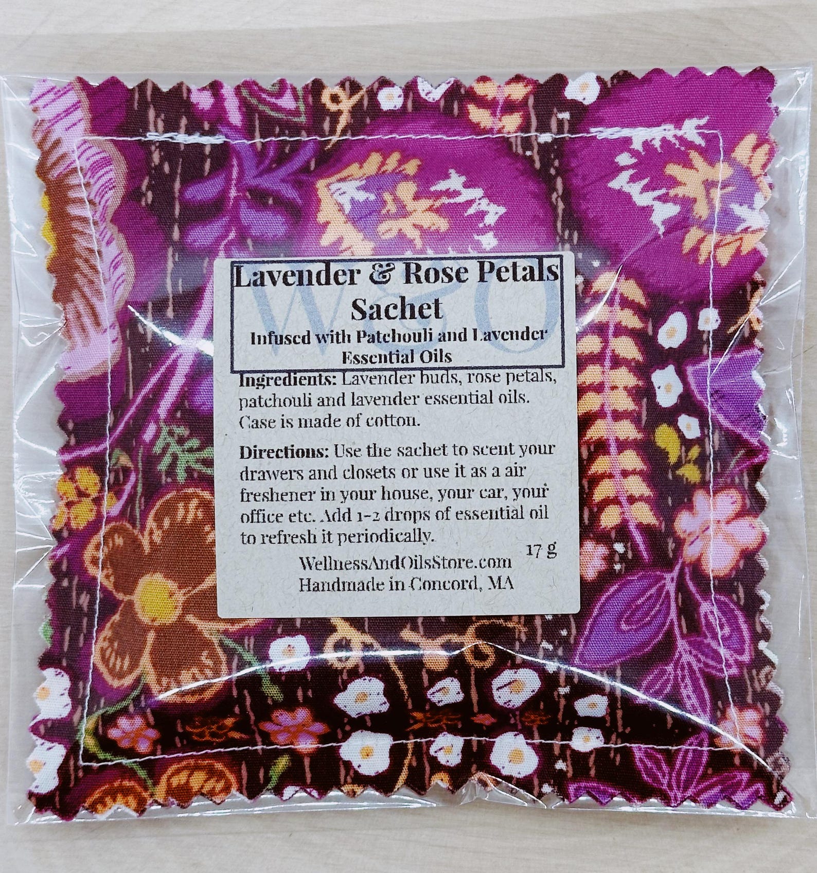 Handmade Aromatic Lavender & Rose Sachet With Patchouli - Natural ...