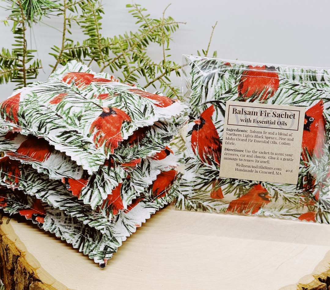 Balsam Fir Sachet: Essential Oils, Cardinals Fabric, Natural Aroma - Etsy
