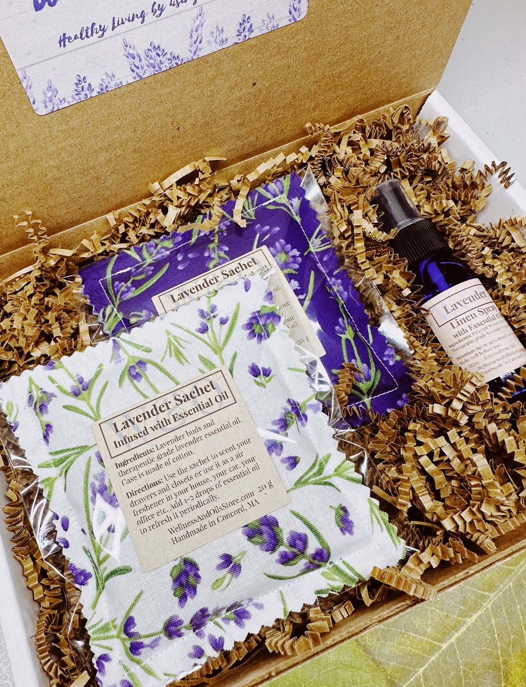 Lavender Gift Box With Essential Oil Products, Sachets and Linen Spray ...