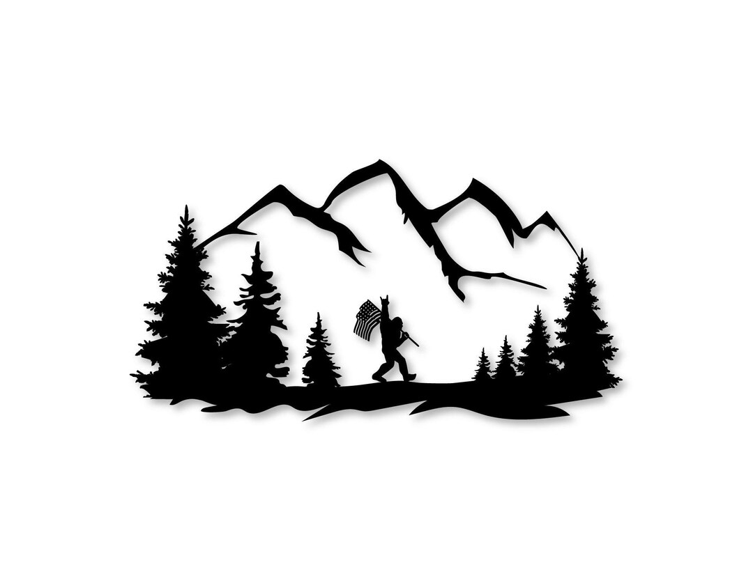 Big Foot Mountain Scene With Flag Digital SVG - Etsy