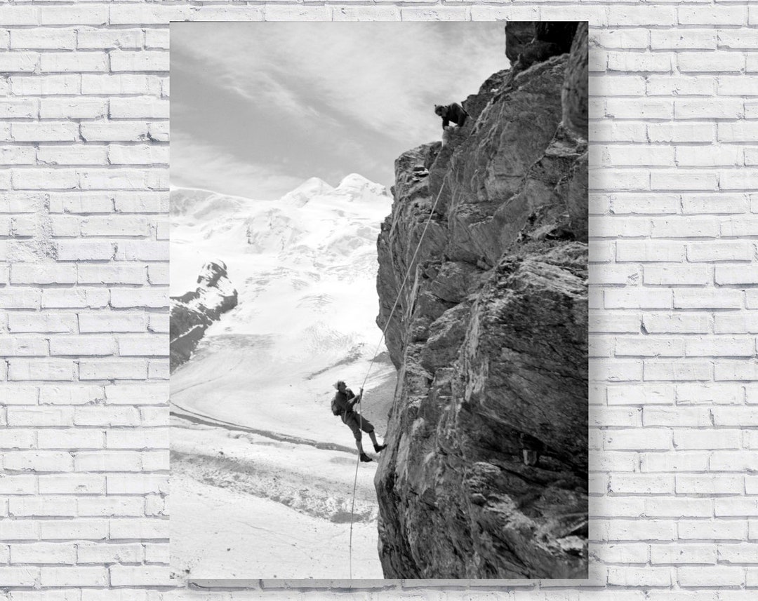 Vintage Mountain Climbers Photo Poster Print, Rock Climbing Wall Art ...