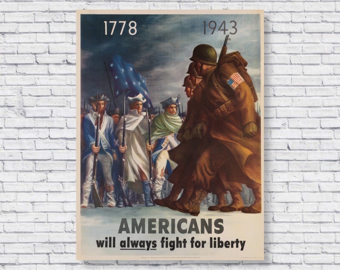 Americans Will Always Fight for Liberty Vintage WWII Poster, World War ...