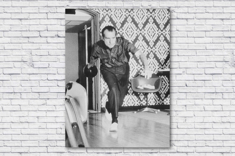 LARGE Vintage Nixon Bowling at the White House 1970 Poster Print, Seen ...