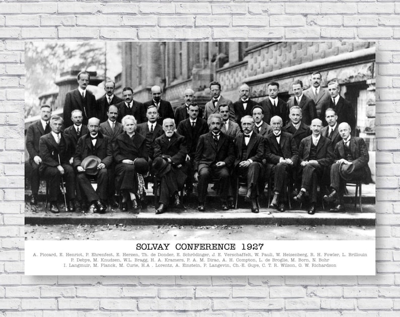 Solvay Conference 1927 Poster With Names, Feynman, Curie, Schrödinger ...
