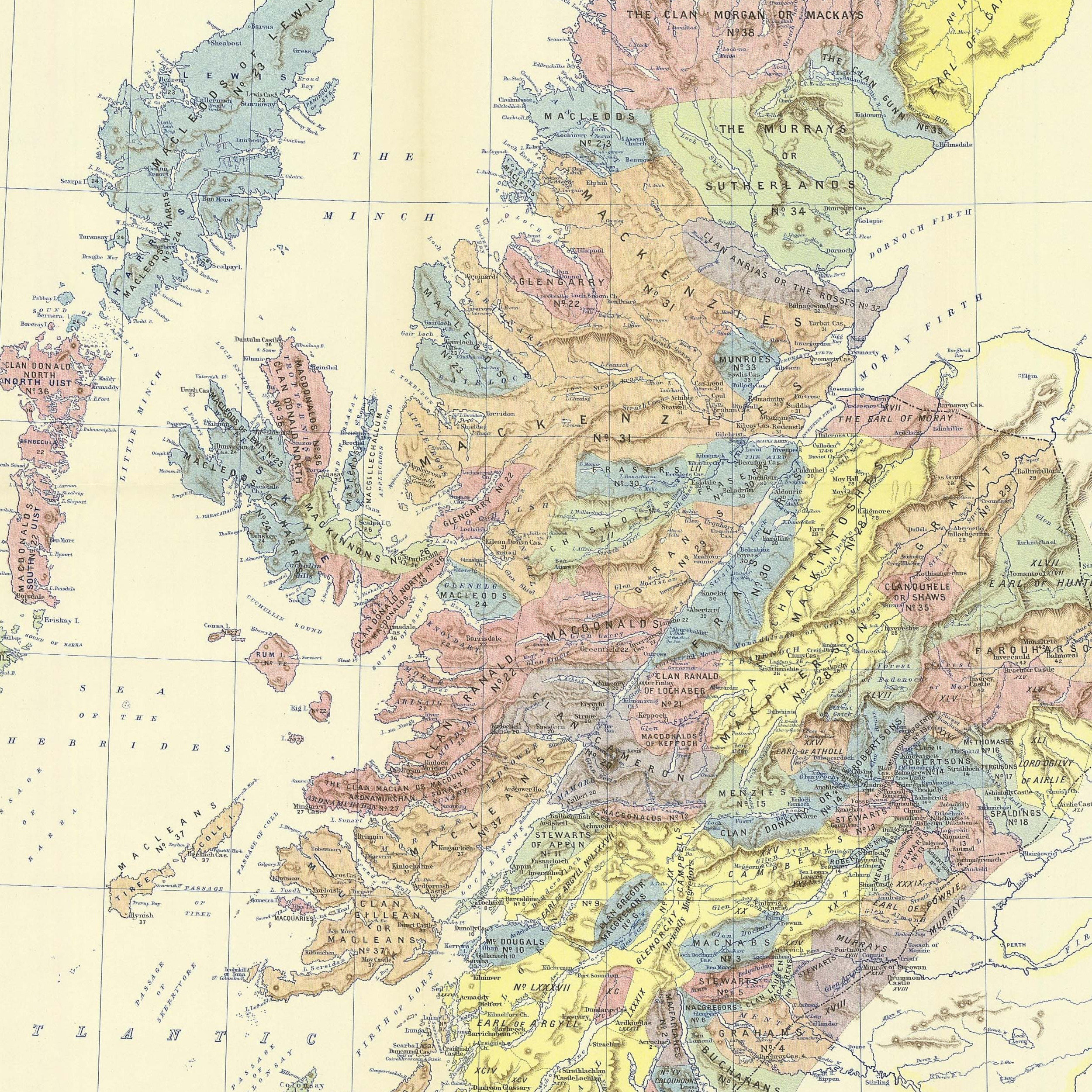 1899 Clans of Scotland Map Poster Print, Historical Old Scottish ...