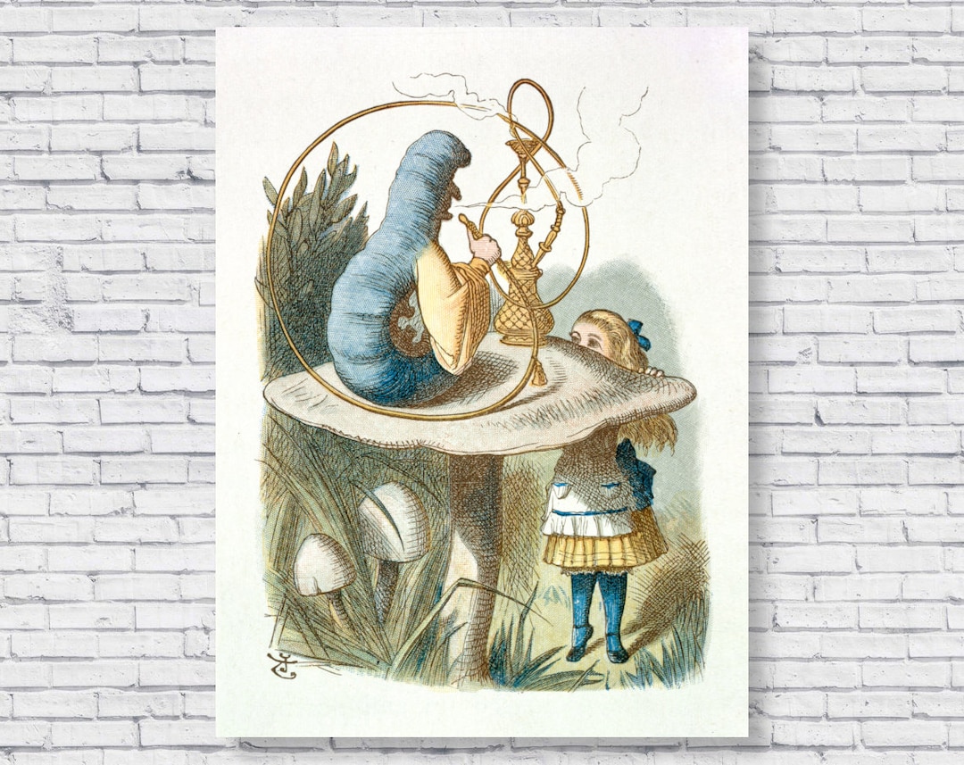 1865 Alice in Wonderland Smoking Caterpillar Poster Print, Vintage ...