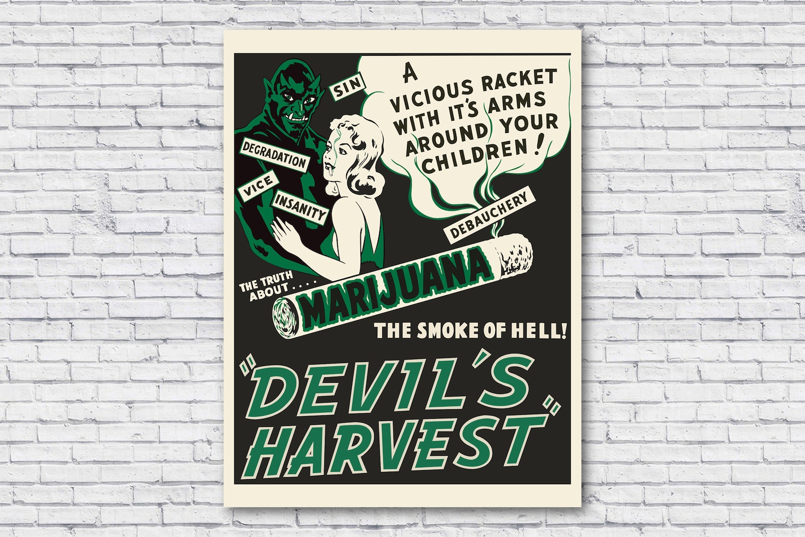 1942 Anti Marijuana Poster Vintage Reefer Madness Poster | Etsy