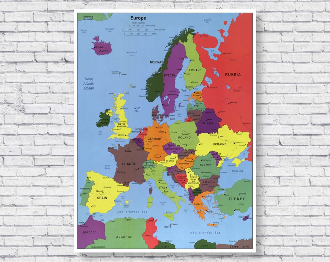 CIA Map of Europe 2004 Poster Print, Large Detailed Wall Art European ...