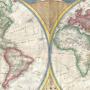 Large 1794 World Map, Samuel Dunn, A General Map of the World, Vintage ...