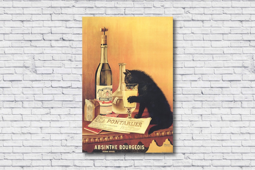 Absinthe Bourgeois Poster, Vintage 1902 French Cat Alcohol ...
