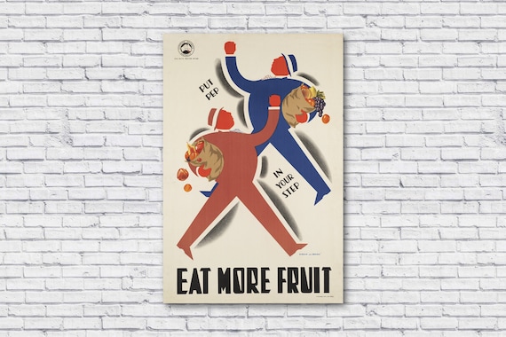 Vintage Eat More Fruit Put Pep in Your Step Poster Victorian | Etsy