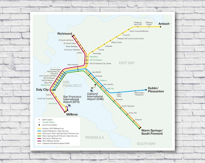 BART - Bay Area Rapid Transit Map 2023, Current BART Map, San Fransisco ...