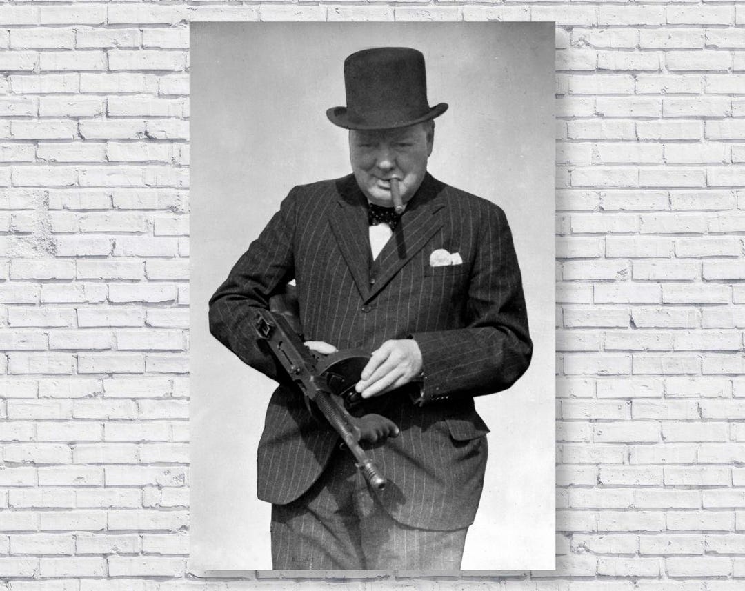Churchill Tommy Gun Photo Poster Print, WW2 WWII World War 2 II Wall ...