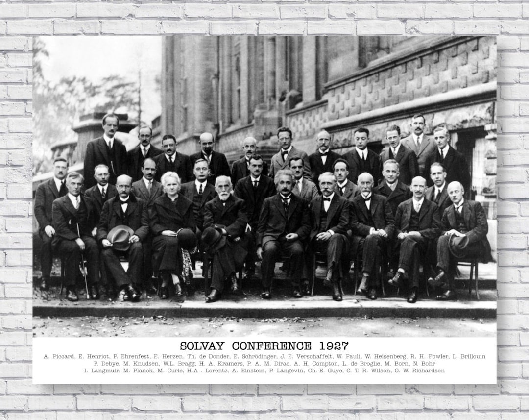 Solvay Conference 1927 Poster With Names, Feynman, Curie, Schrödinger ...