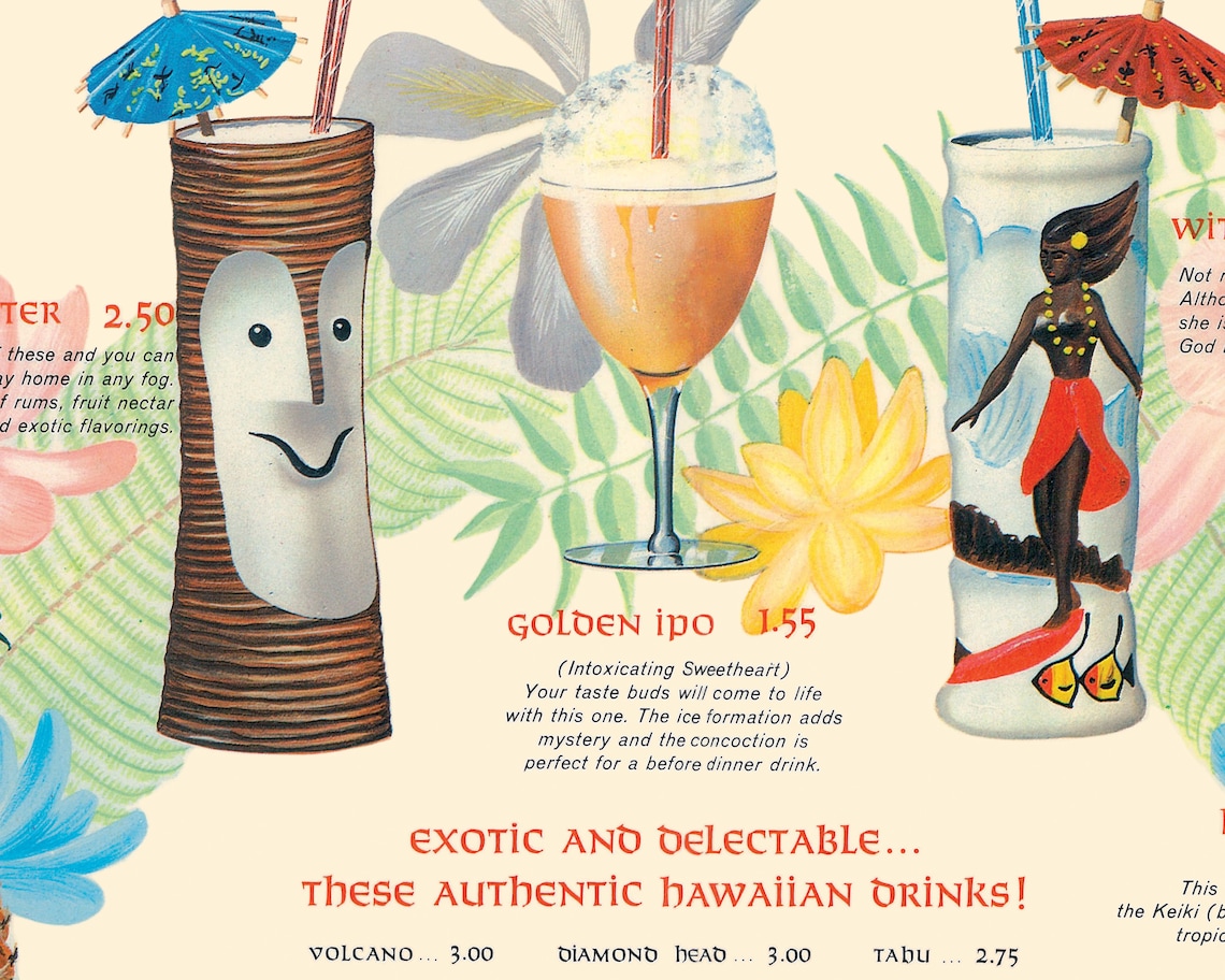 Vintage Tiki Bar Drink Menu Poster Print Tiki Bar Decor Tiki - Etsy