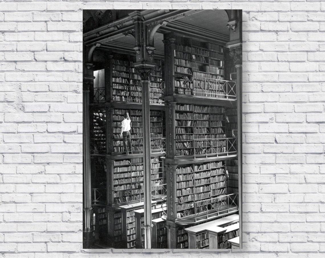 Old Library Architecture Photo Poster Print Black and White | Etsy