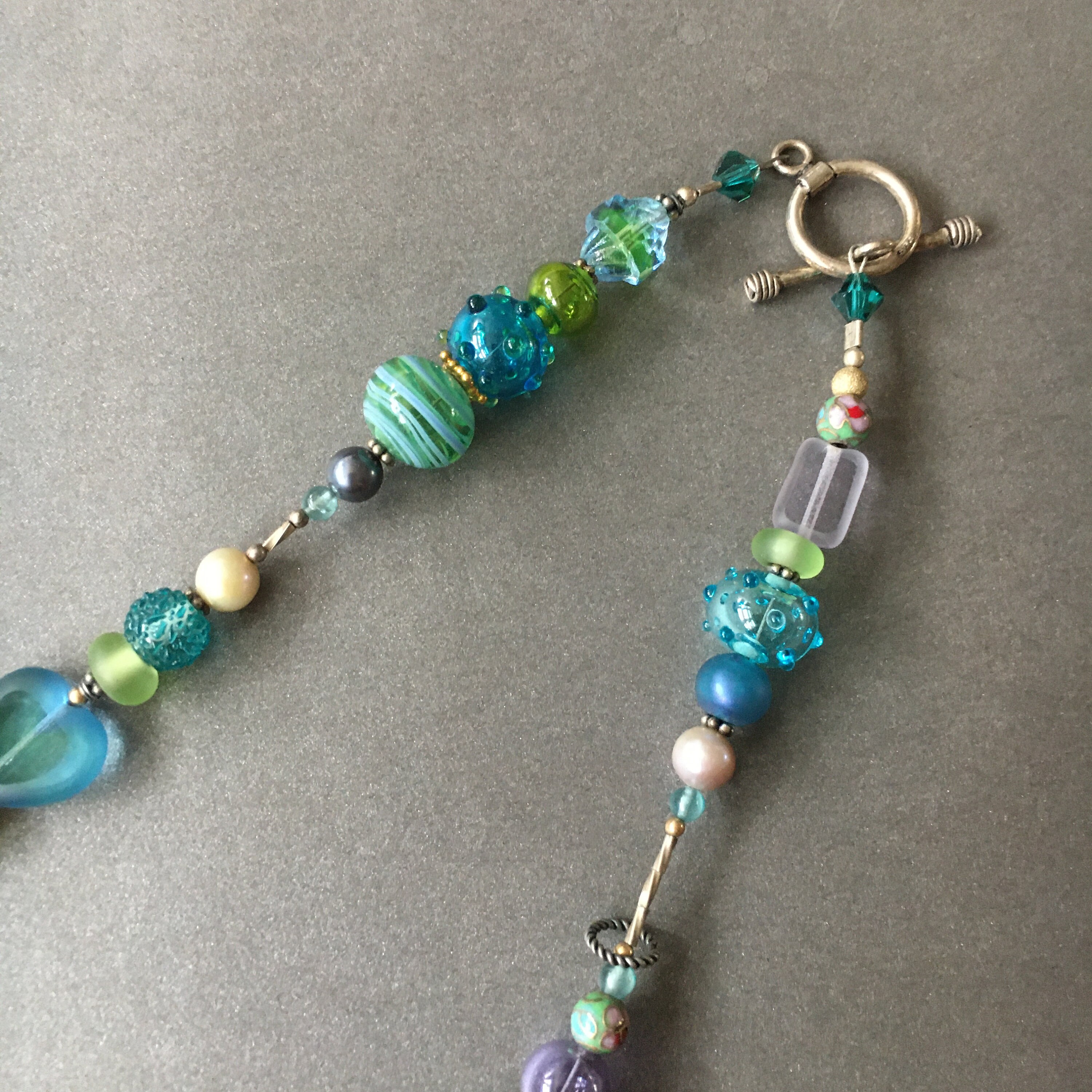 Stunning Artisan Floral Focal Bead Necklace With Handmade Sterling ...