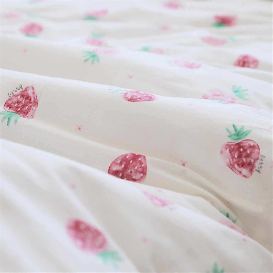 Super Sweet Strawberry Bedding Sets White Cotton Duvet Etsy