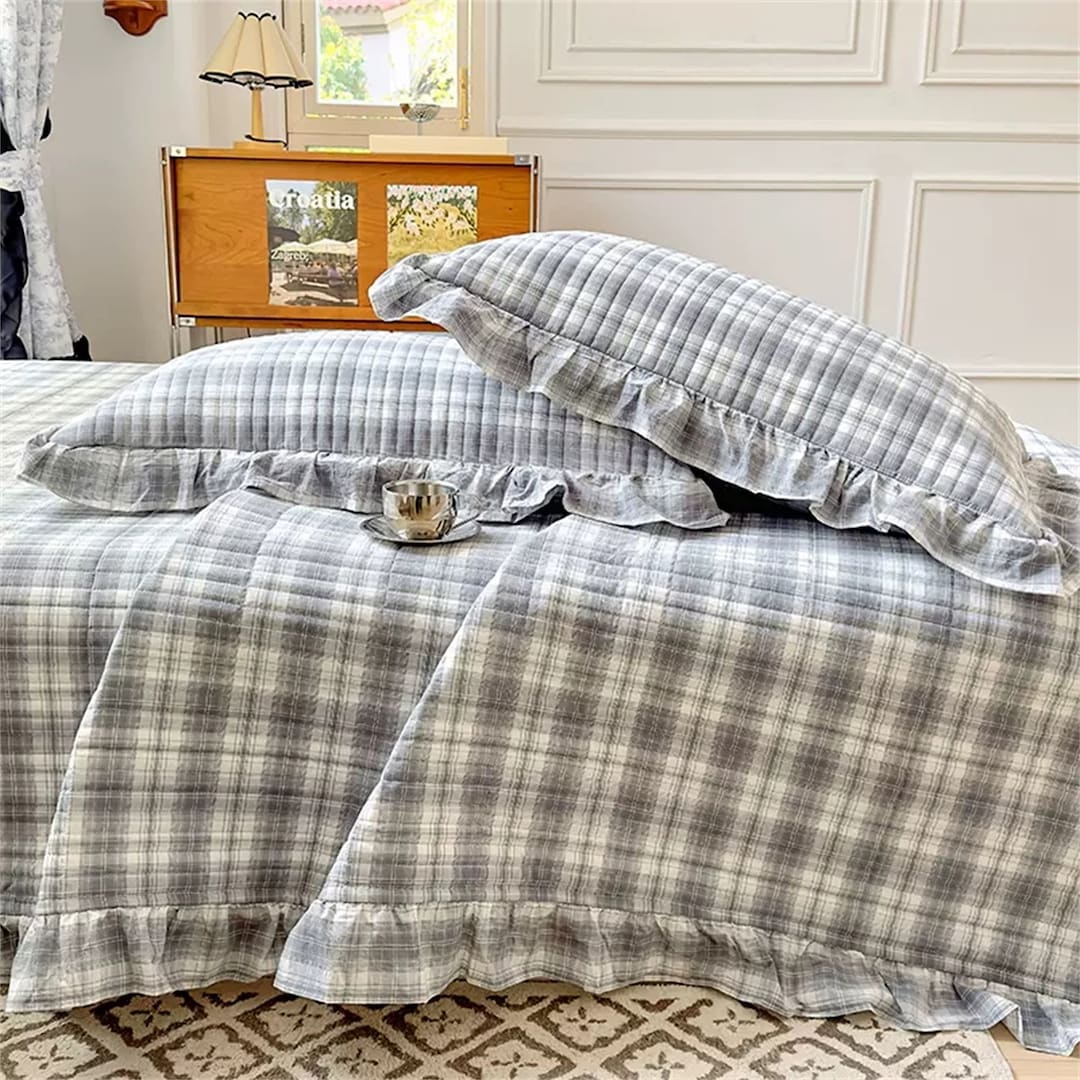 Summer Bedspread 100% Cotton Thin Quilt Insert Gingham - Etsy